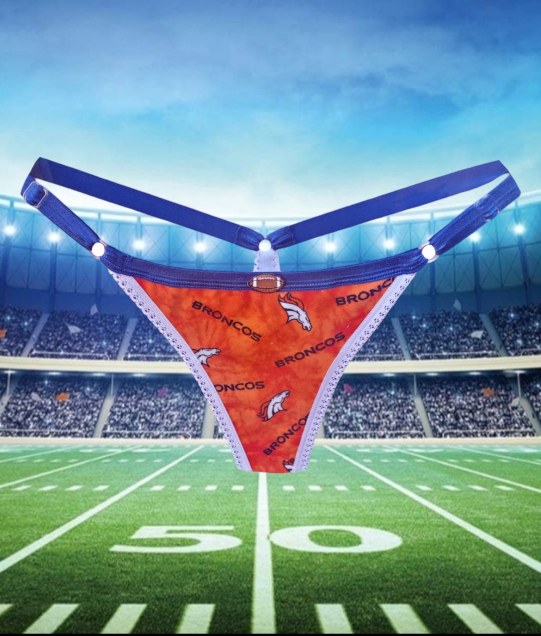 Denver Broncos Cotton T Back Strap Thong Panties Handmade Lingerie ...