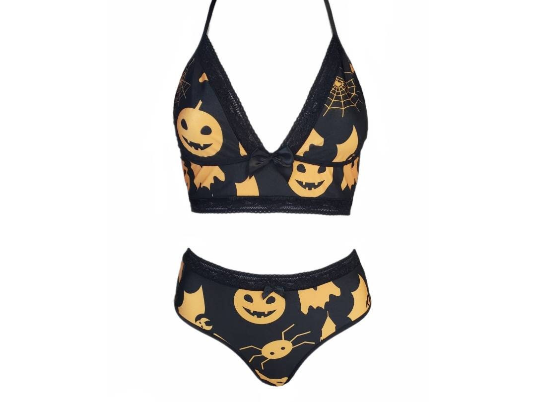 Halloween Lingerie Set Bralette Panties Thong Adult Halloween Costume ...