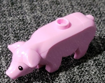 Bright Pink Pig With Black Eyes and White Pupils Genuine LEGO® Animal ...