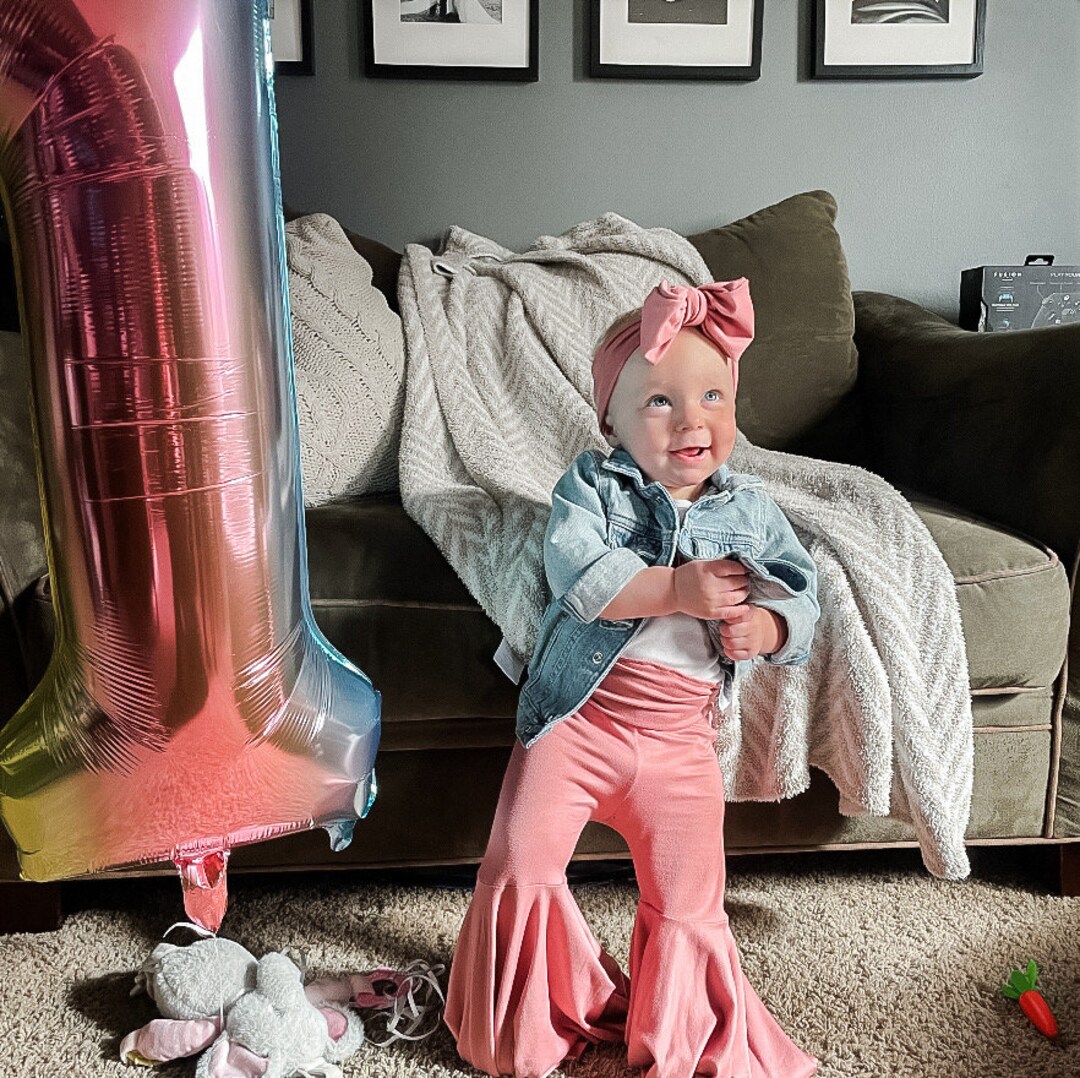Rose Colored Bell Bottoms| Baby Girl Bell Bottoms| Toddler Bell Bottoms ...