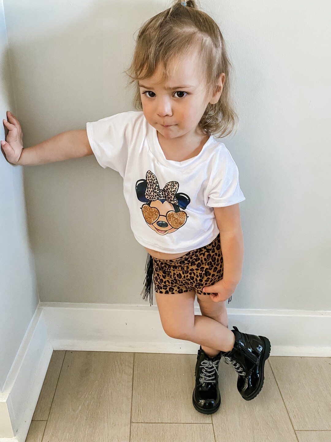 Leopard and Minnie Inspired Outfit | Fringe Bummie Shorts| Crop Top ...