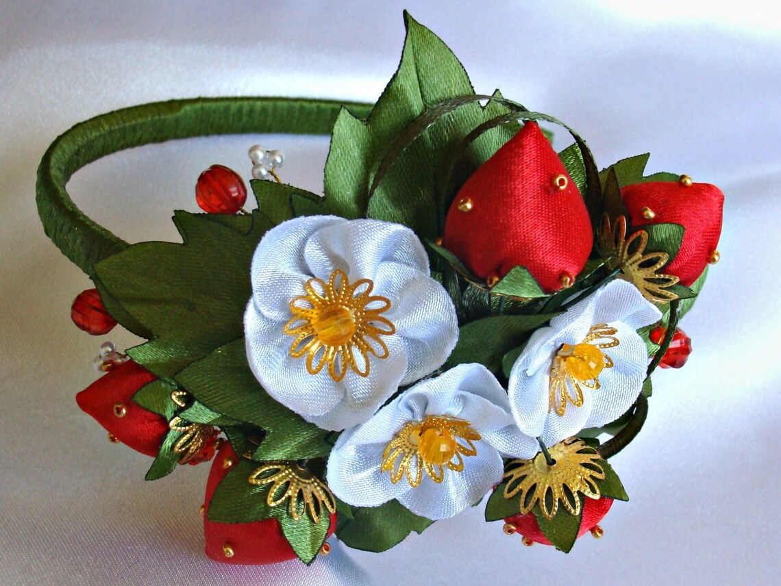 Strawberry Headband Summer Berry Headband Red Green Headband - Etsy