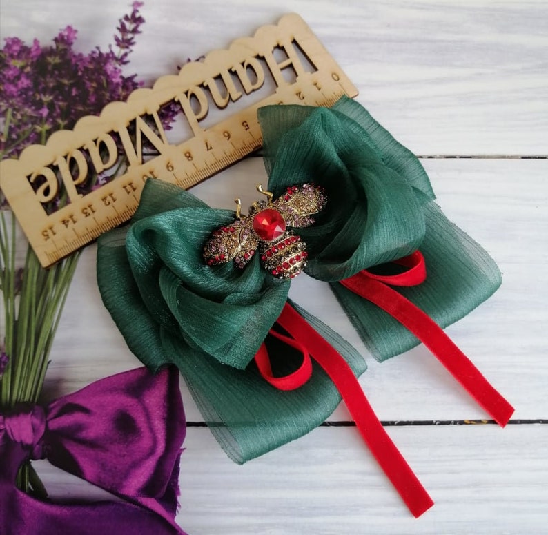 Uniform Brooch Tie Green Red Bow Brooch Tie With Bee Women Girls Brooch ...