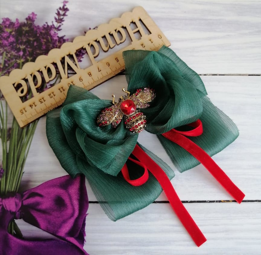 Uniform Brooch Tie Green Red Bow Brooch Tie With Bee Women - Etsy