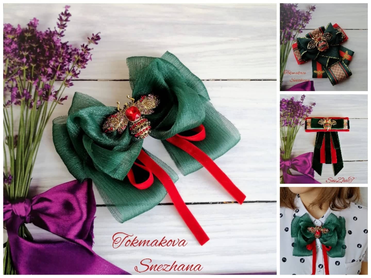 Uniform Brooch Tie Green Red Bow Brooch Tie With Bee Women - Etsy