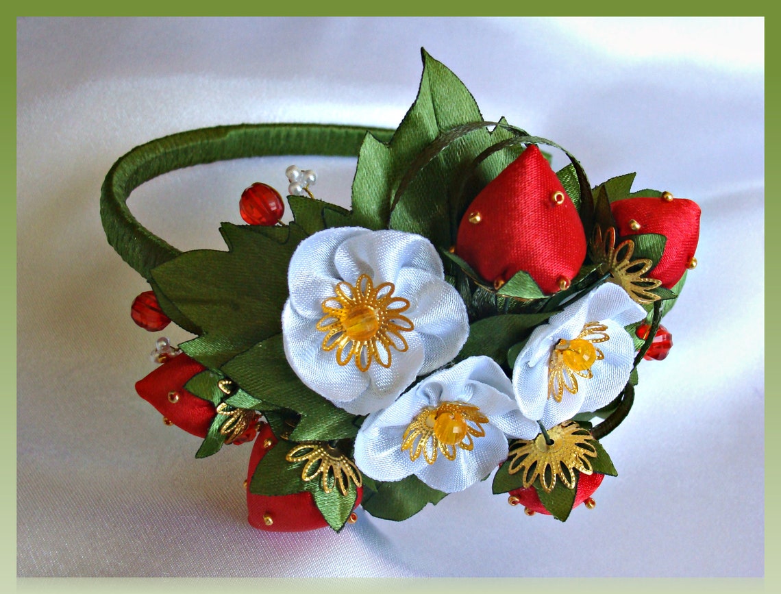 Strawberry Headband Summer Berry Headband Red Green Headband - Etsy