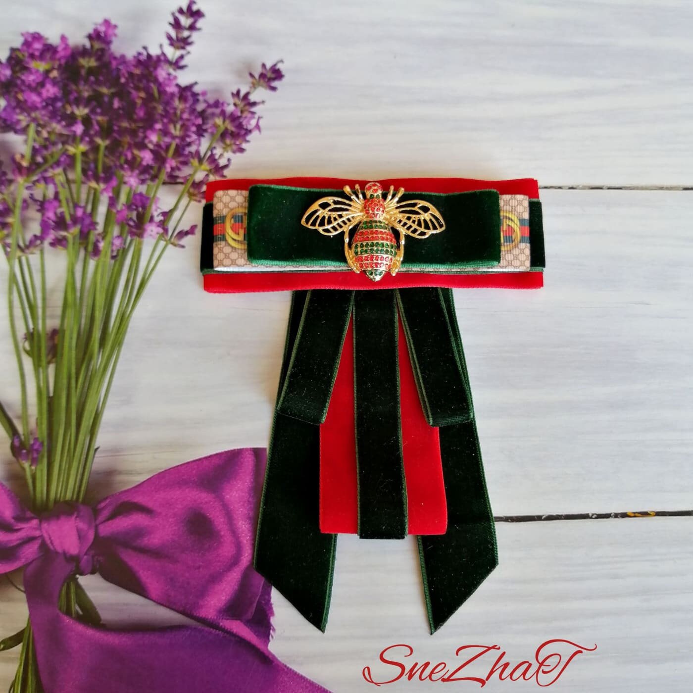 Uniform Brooch Tie Green Red Bow Brooch Tie With Bee Women Girls Brooch ...