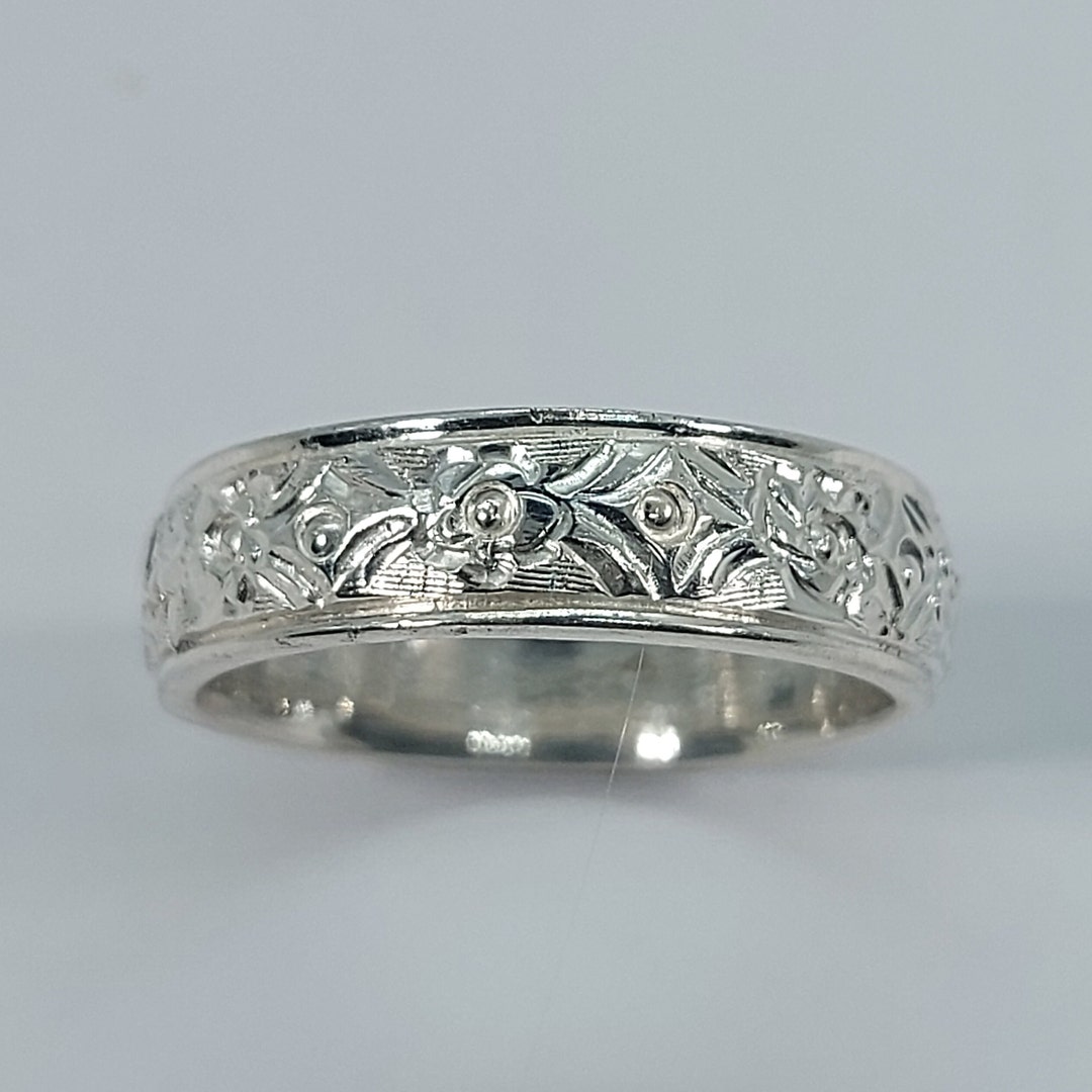 Silver Band, Hand Engraved Band, Hammer Ring, Unisex Silver Band, Band ...