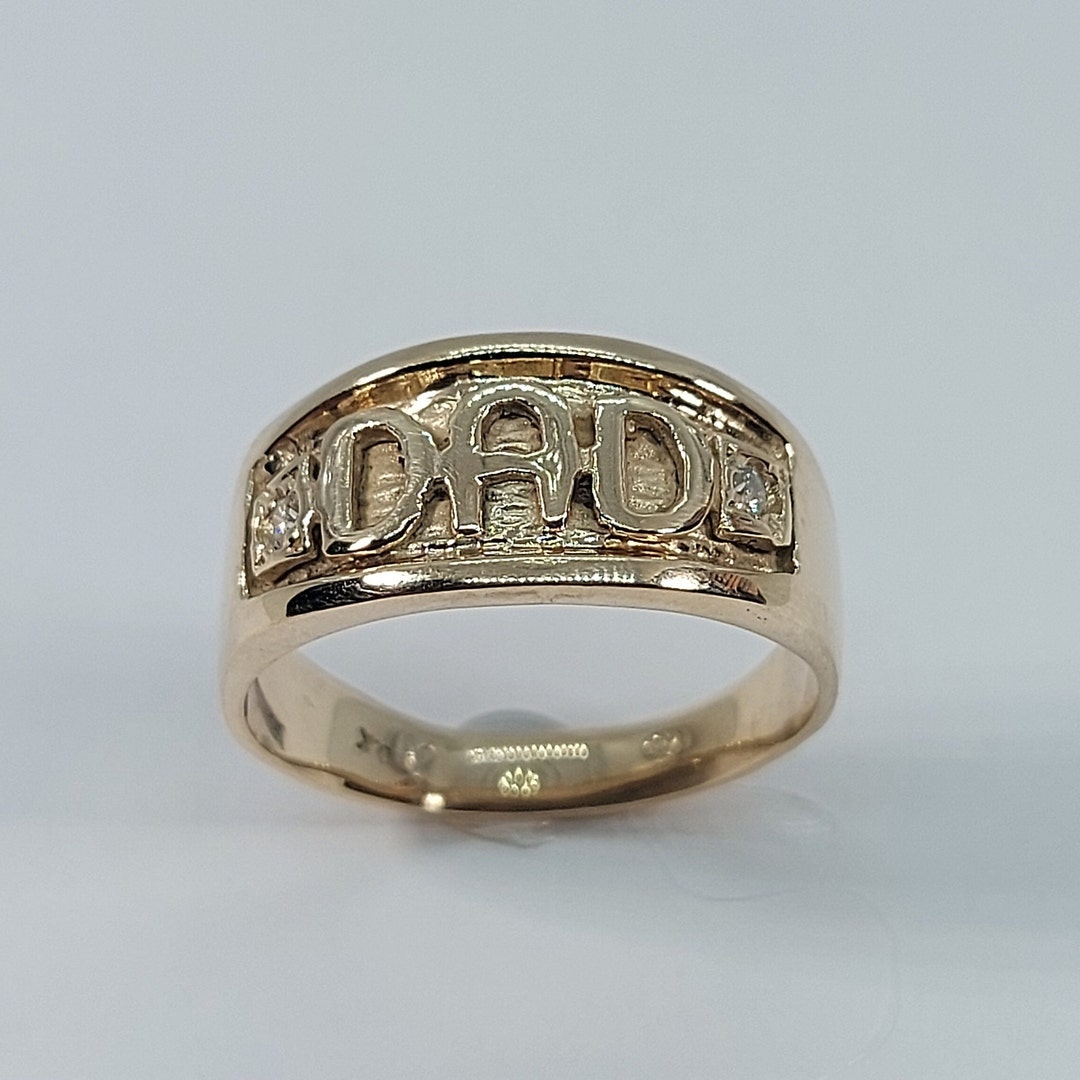 Men Ring, Dad Ring, Gold Ring, Father's Day Gift, Gold Dad Ring, Diamond Ring, Mens Rings ...