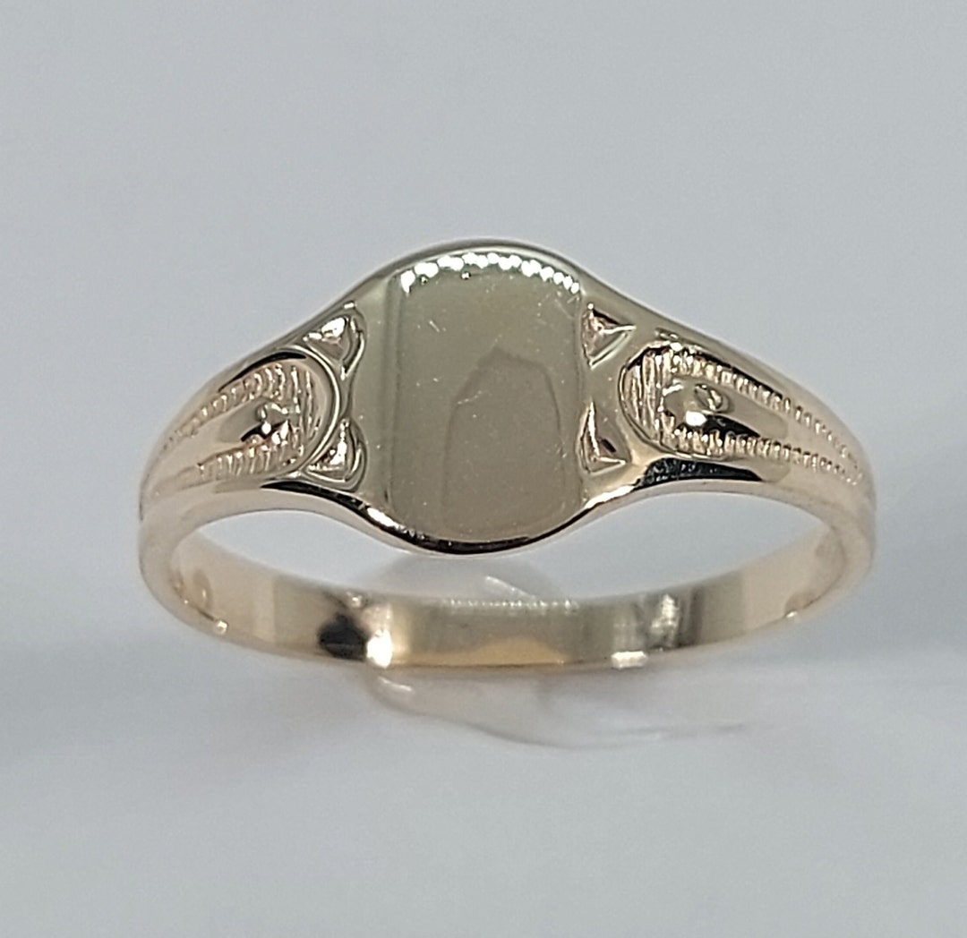 Kids Signet Ring, Signet Ring, Gold Signet Ring, Initials Ring, 10k ...