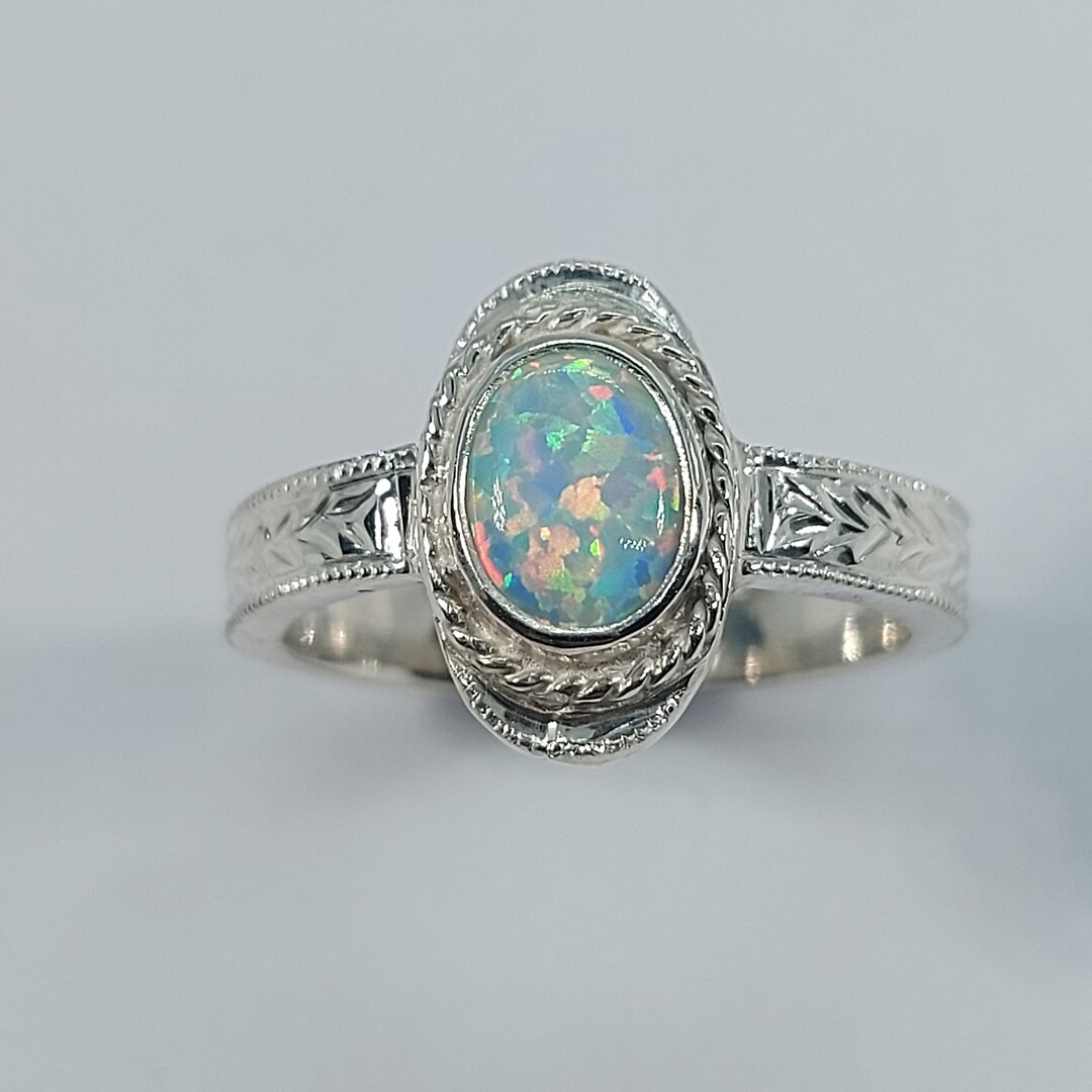 Opal Silver Ring, Opal Silver Rings, Silver Ring, Free Shipping, Opal Rings, White Stone, Opal ...
