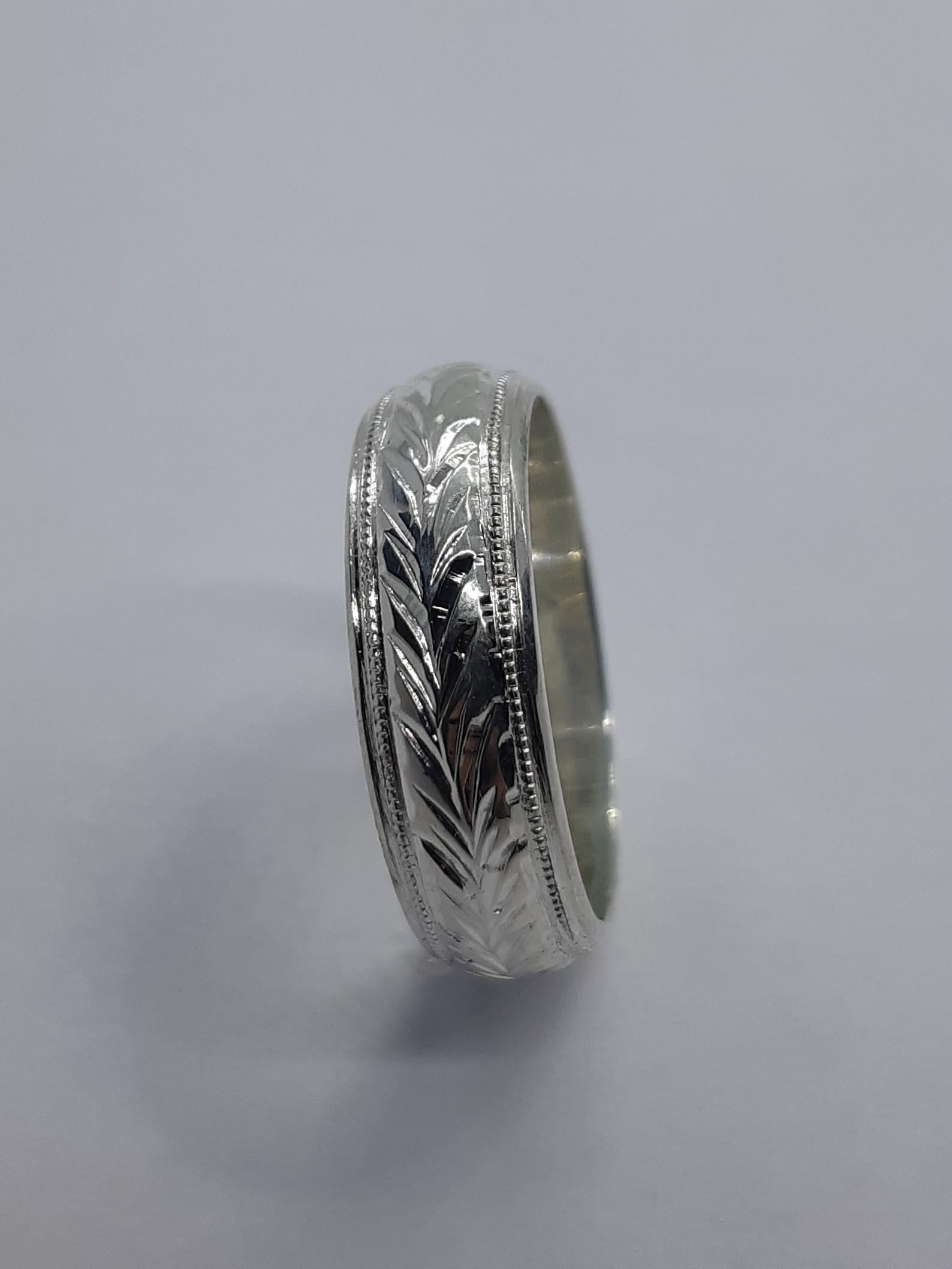 Silver Band Hand Engraved Band Engraved Silver Band Unisex | Etsy