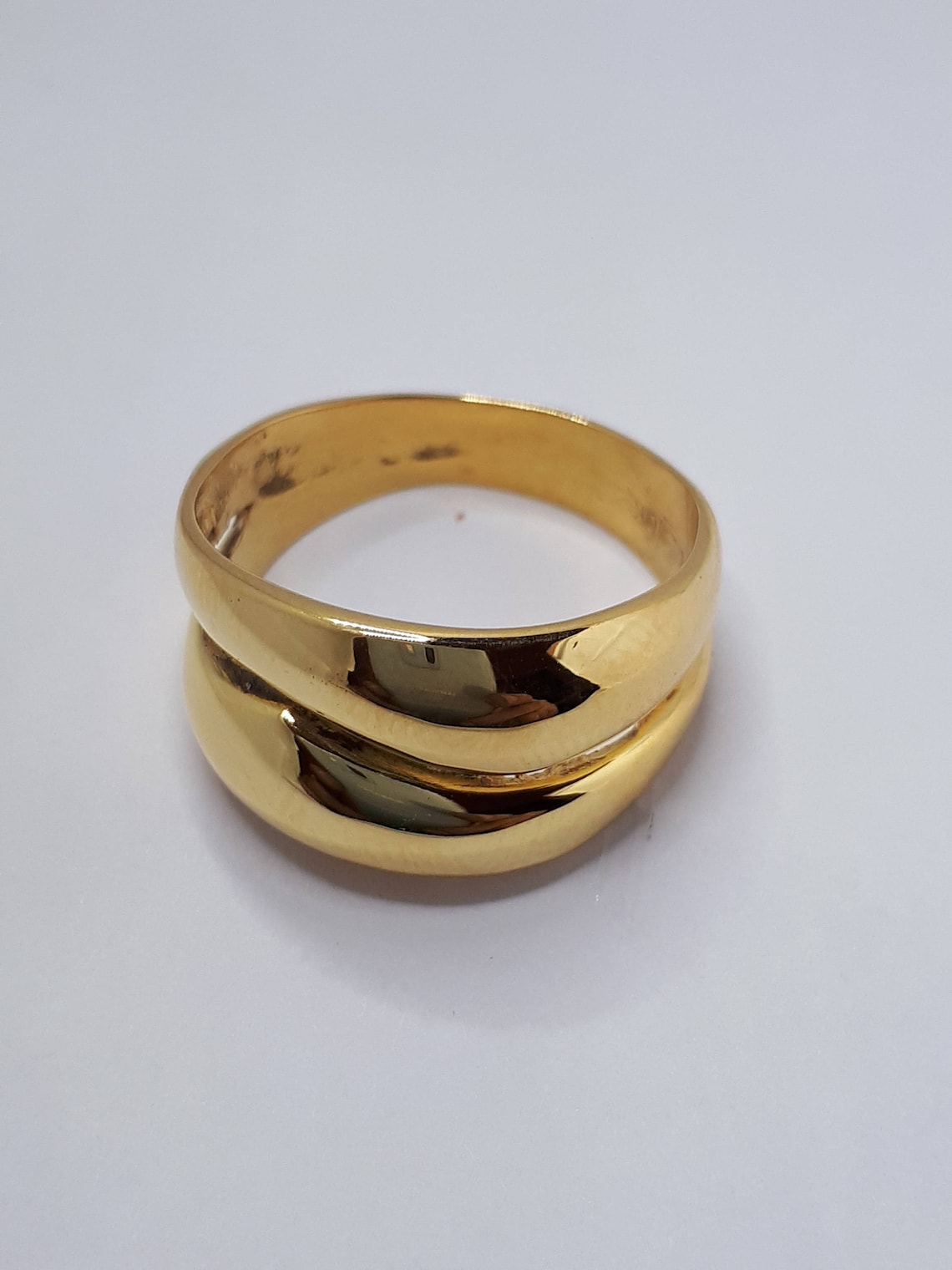 Yellow Gold Ring Double Ring Yellow Gold Double Ring Free - Etsy