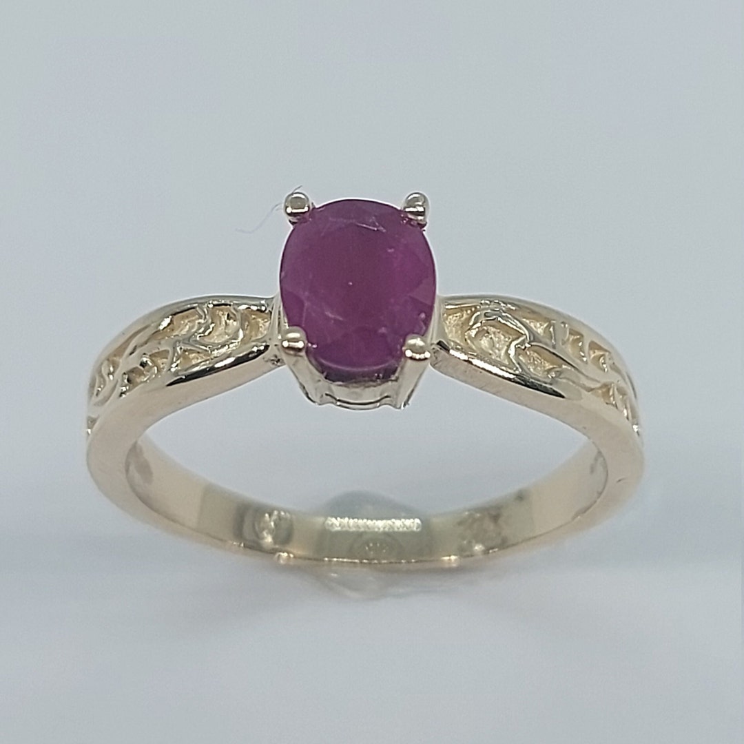 Ruby Ring, Yellow Gold and Ruby, Birthday Gift, Ring for Her, Authentic ...