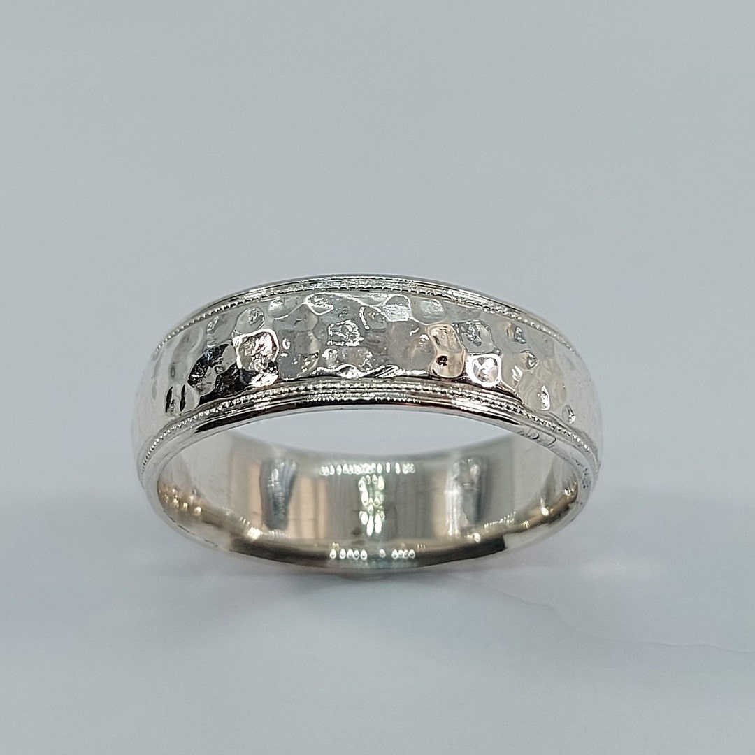Silver Band, Hand Engraved Band, Hammer Ring, Unisex Silver Band, Band ...