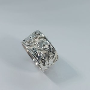 Silver Band Hand Engraved Band Engraved Silver Band Unisex - Etsy