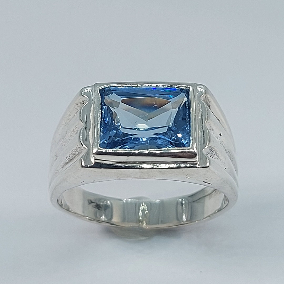 Men Silver Ring, December Birthstone, Blue Stone Ring, Men's Rings ...