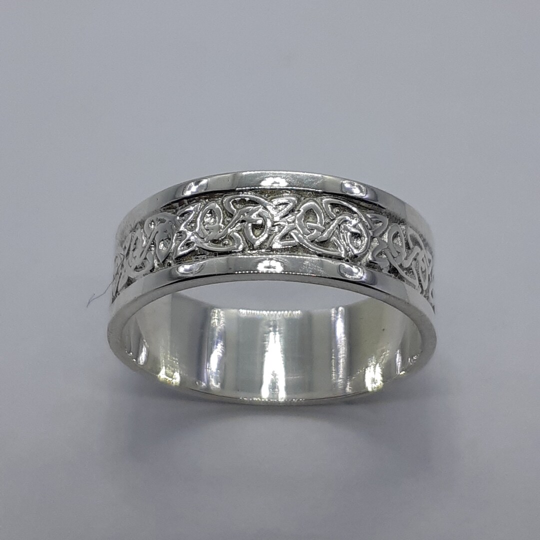 Silver Band, Hand Engraved Band, Engraved Silver Band, Unisex Silver ...