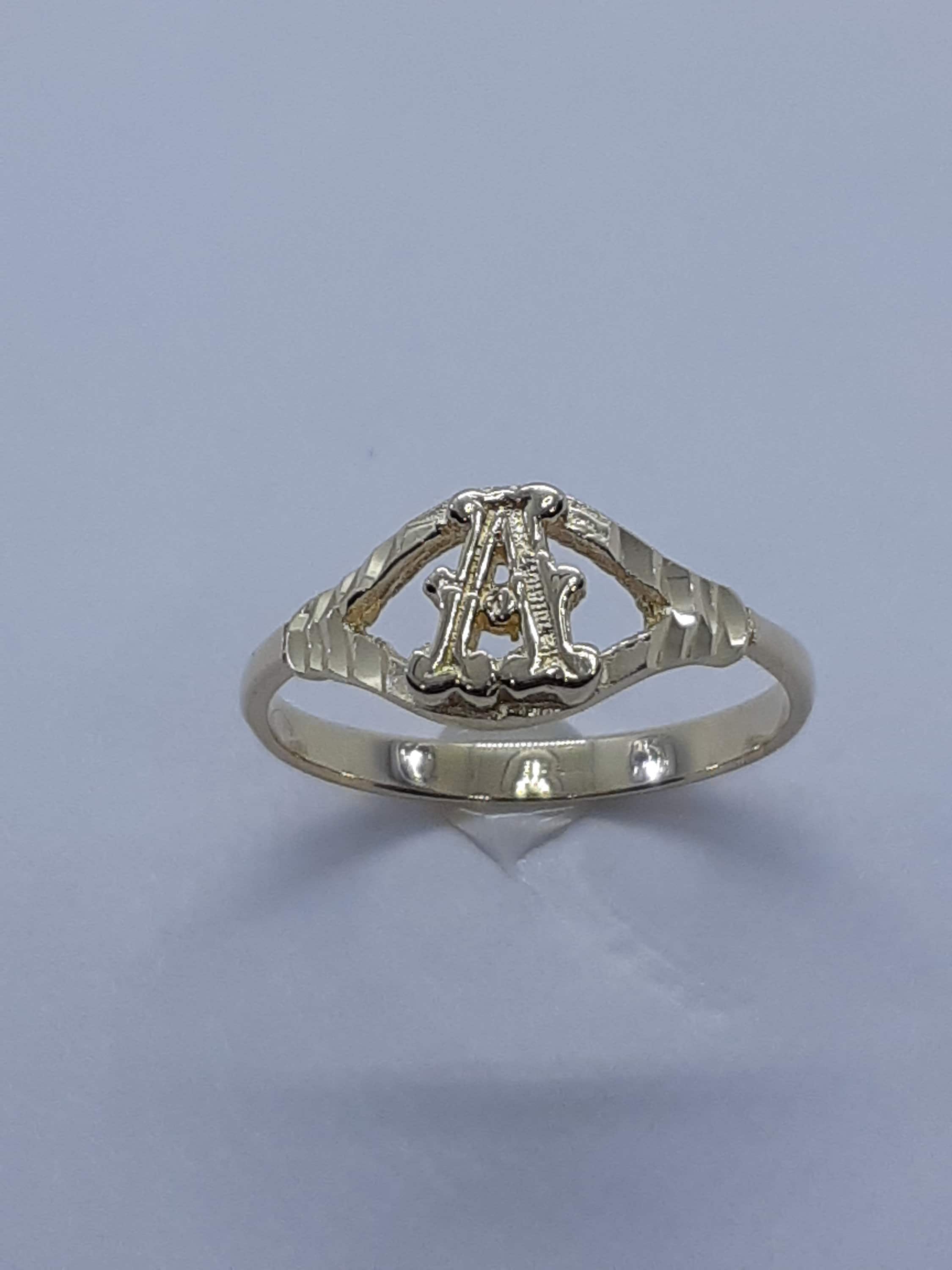 Initial Ring Yellow Gold Ring Women Gold Ring A Initial | Etsy