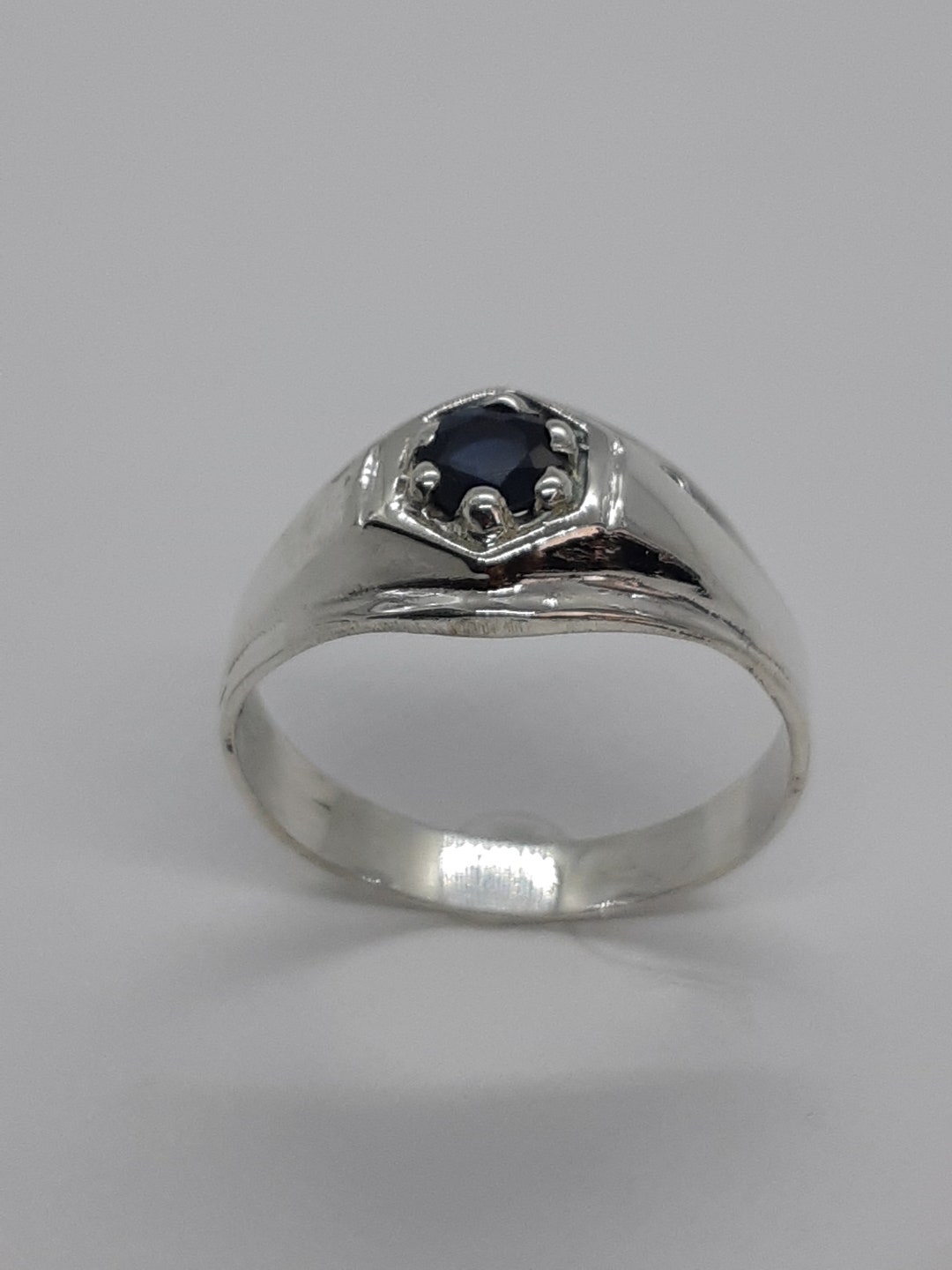 Authentic Sapphire Ring, 925 Sterling Silver, Gothic Mens Ring - Etsy