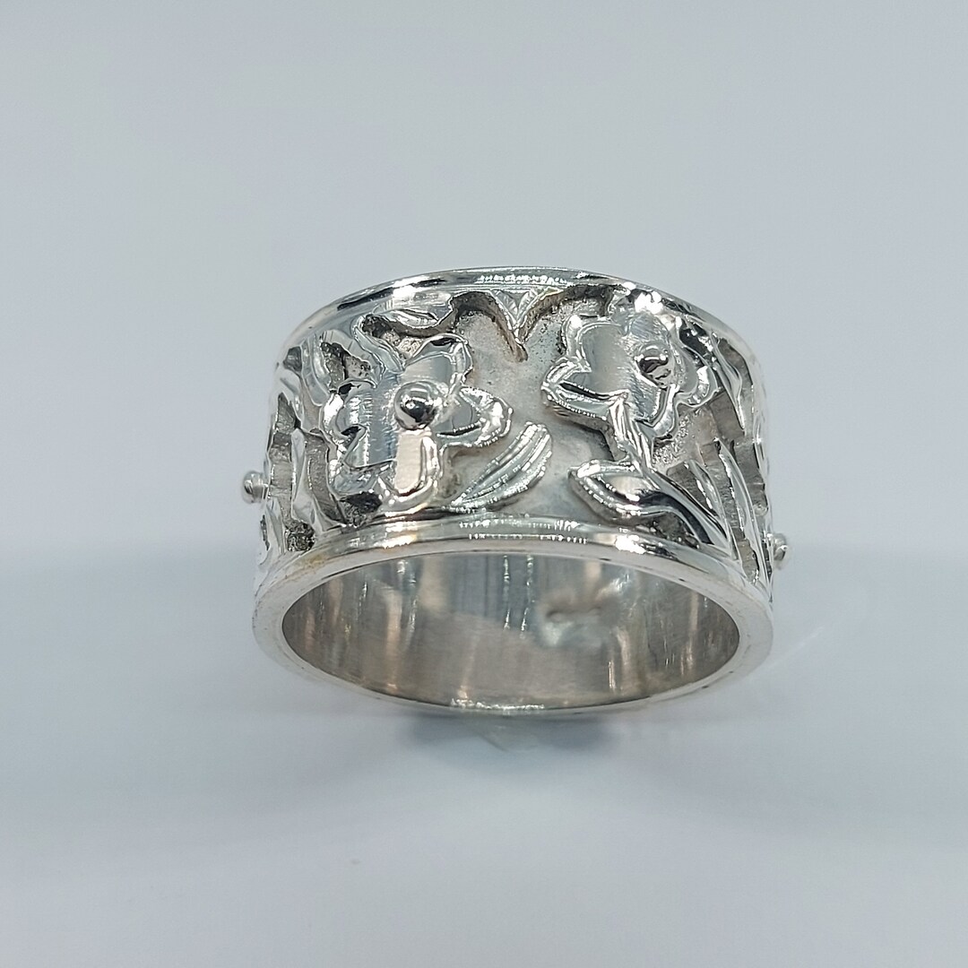 Silver Band Hand Engraved Band Engraved Silver Band Unisex - Etsy