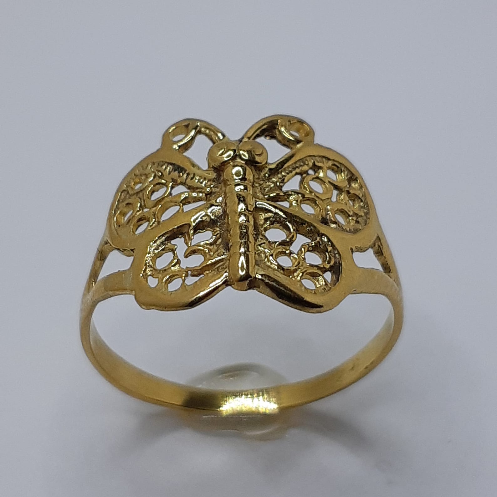 10k Yellow Gold Butterfly Ring, Handmade Filigree - Etsy