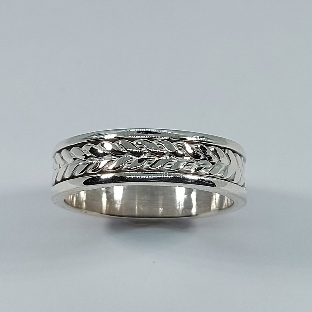 Silver Band, Hand Engraved Band, Engraved Silver Band, Unisex Silver ...