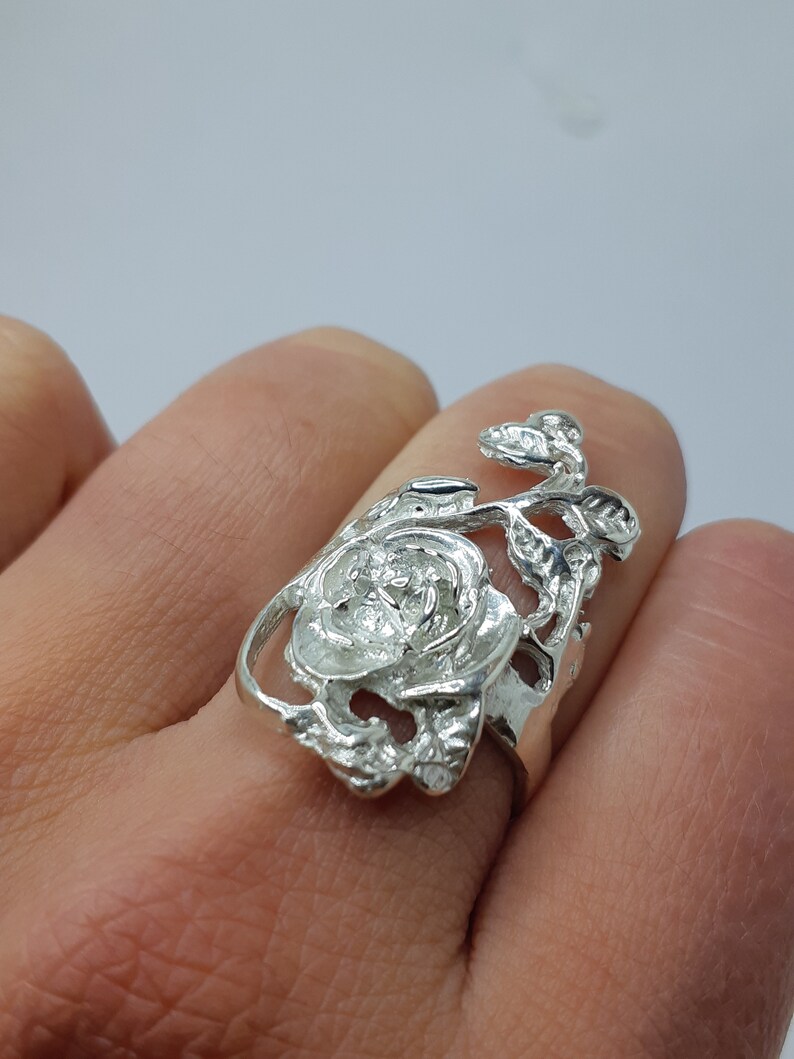 Rose Ring Rose Women Silver Ring Rose Rings Silver Rose - Etsy UK