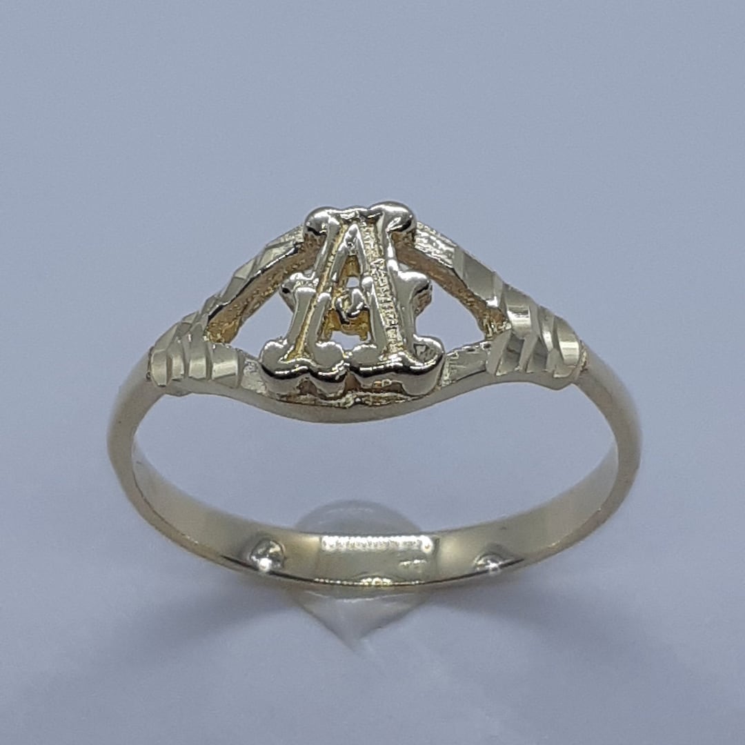 10k Yellow Gold Initial Ring - Letter A Ring for Women - Etsy