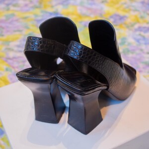 Céline Paris by Phoebe Philo Black Croc-embossed Leather Open Squared ...