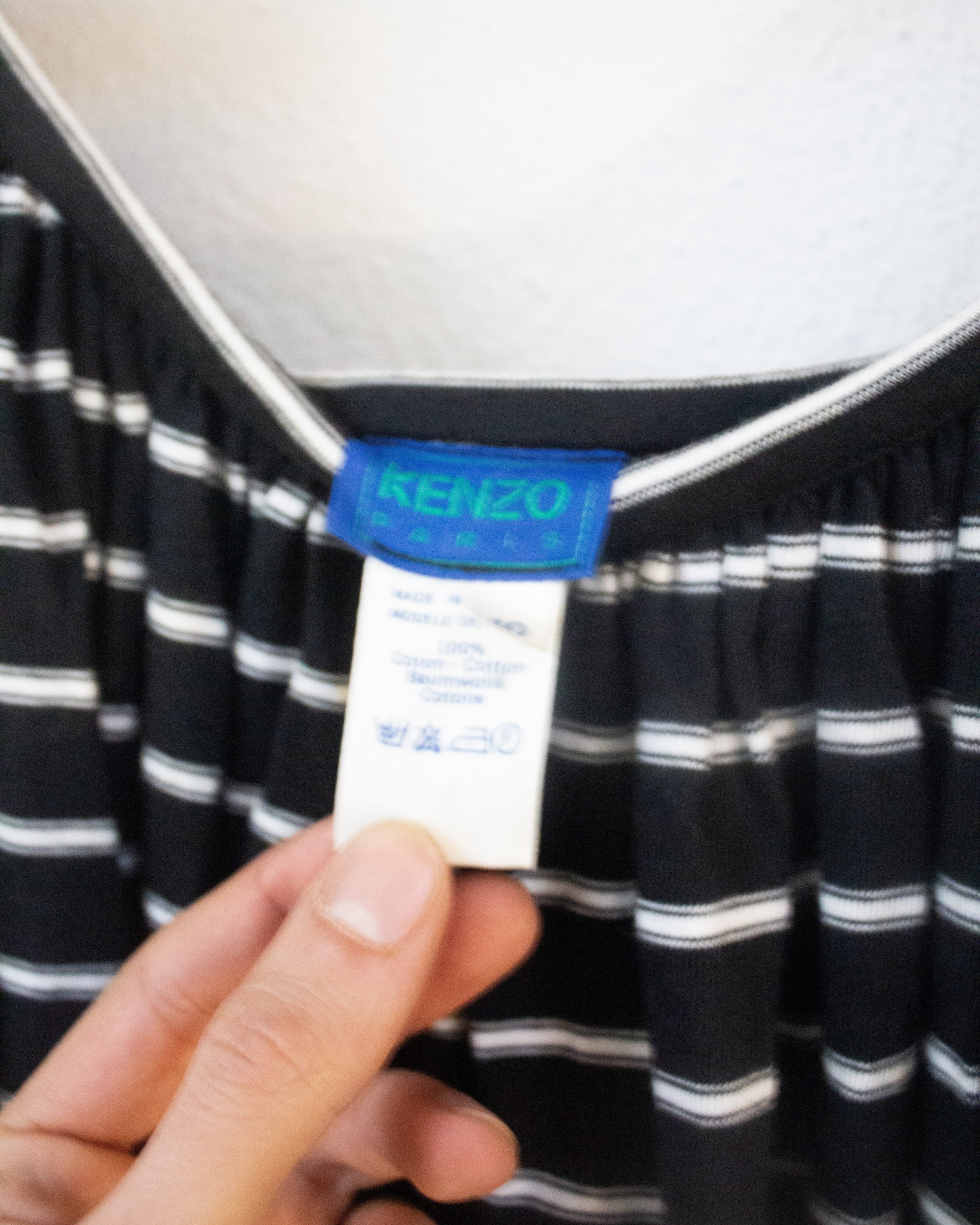 Kenzo Early 1980's Black and White Striped Cotton Flare Maxi Dress With ...