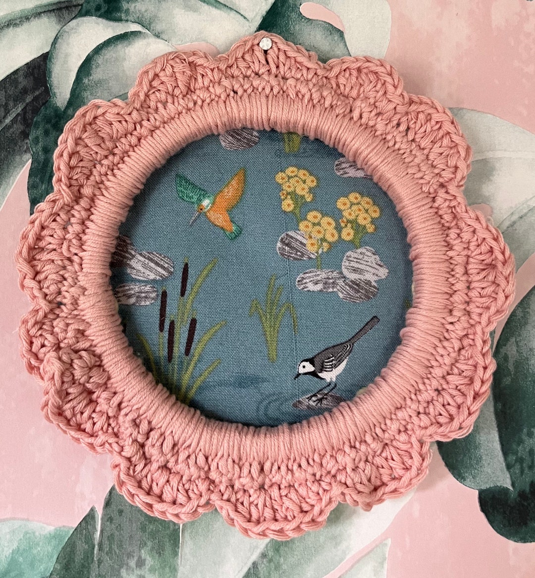 Crochet Wall Hanging Frame With Fabric Insert, Nursery Wall Hanging - Etsy