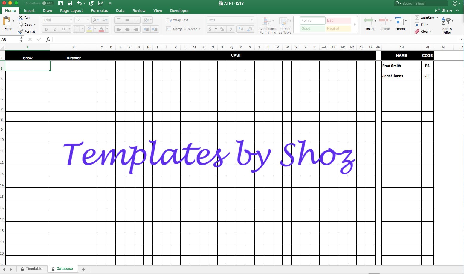 Amateur Theatre Rehearsal Timetable, Editable Excel Xlsx File - Etsy
