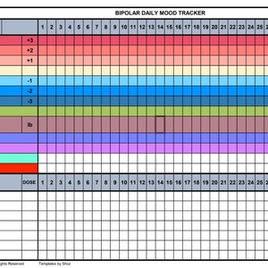 Bipolar Mood Chart - Printable PDF File - Etsy
