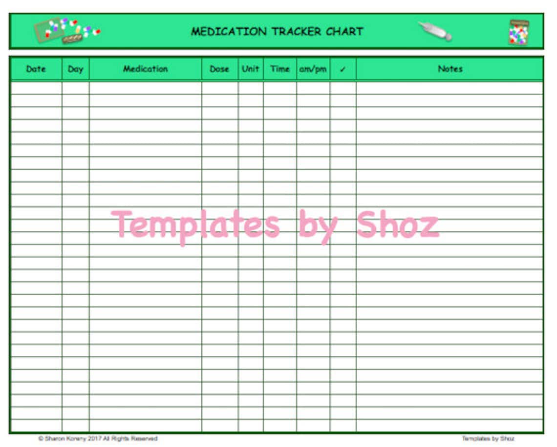 Medication Tracker Chart Printable PDF File - Etsy Canada