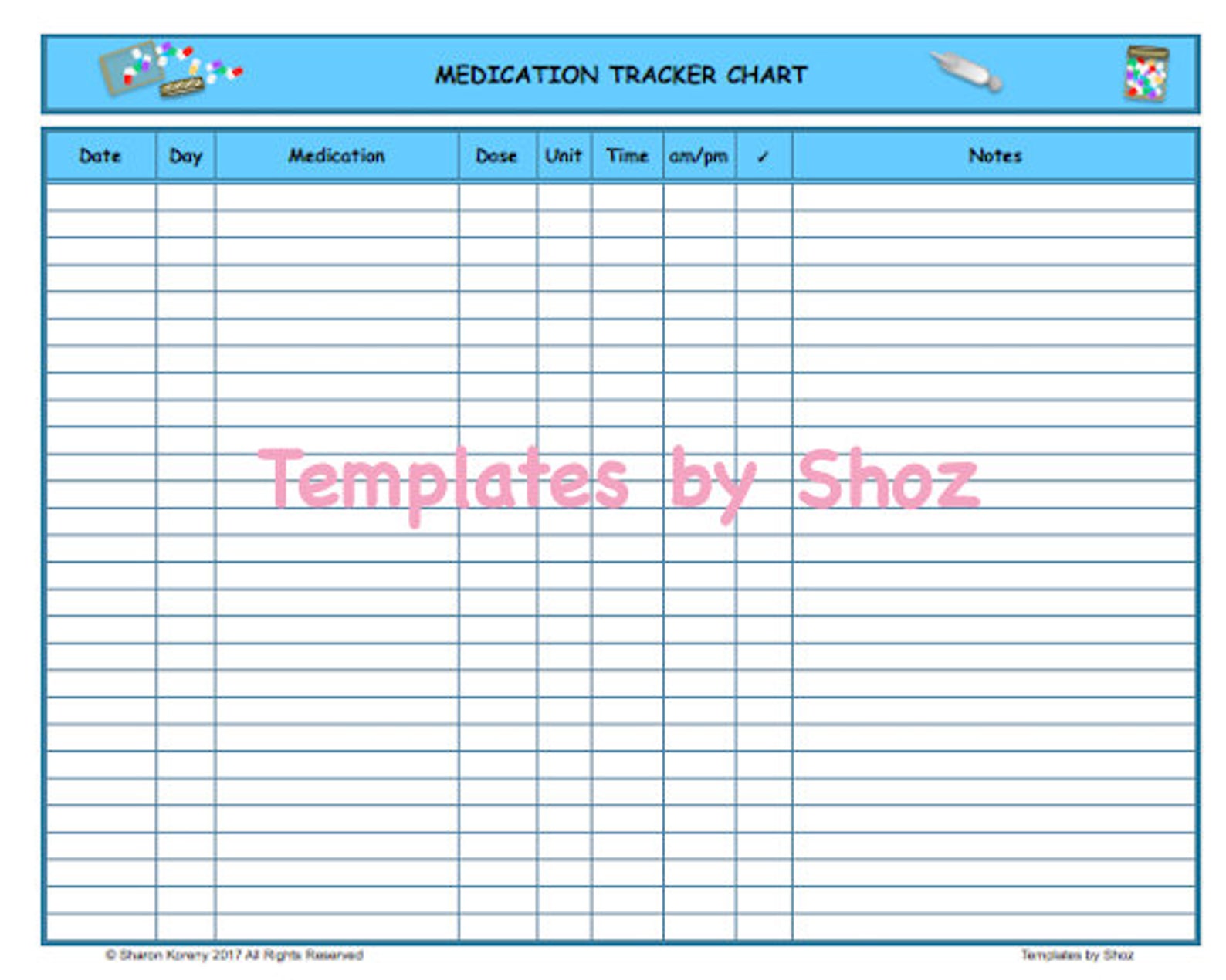 Medication Tracker Chart Printable PDF File - Etsy UK