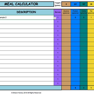 Macro Diet Tracker Excel Xlsx File - Etsy