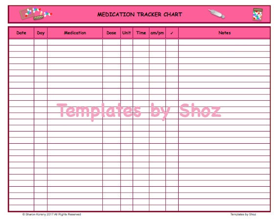 Medication Tracker Chart Printable PDF File - Etsy Canada