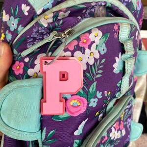 Varsity Letter Backpack Tag, Name Keychain, Acrylic Bag Tag, Custom ...