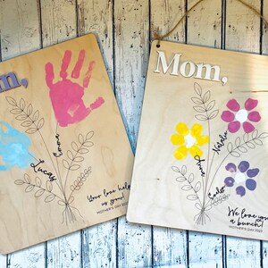 Mother's Day Handprint Sign, Flower Handprint Sign, Mothers Day Gift ...