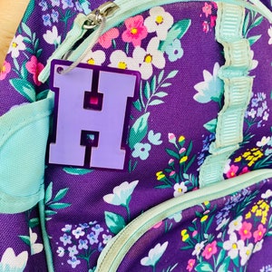 Varsity Letter Backpack Tag, Name Keychain, Acrylic Bag Tag, Custom ...