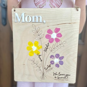 Mother's Day Handprint Sign, Flower Handprint Sign, Mothers Day Gift ...