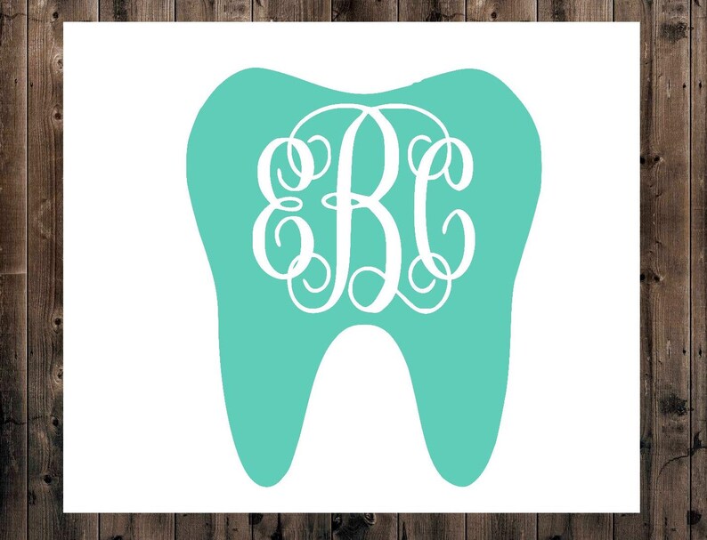 Tooth Monogram Decal Dentist Monogram Tooth Monogram Dental - Etsy