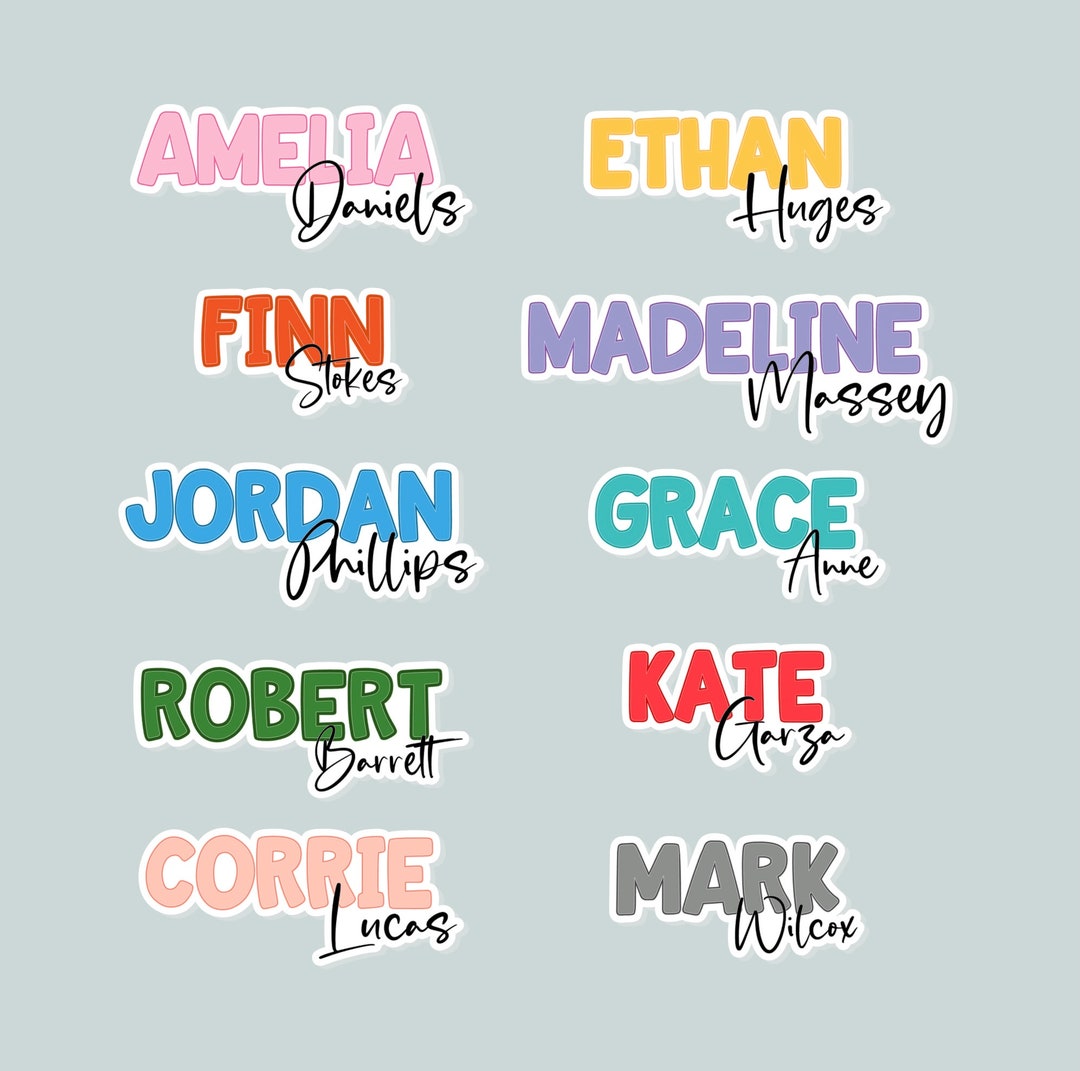 Custom Name Sticker, Personalized Vinyl Name Sticker, FULL NAME DECAL ...
