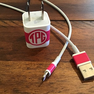 Monogram Charger USB Wrap, Charger Wrap Decal, Custom Label for iPhone ...