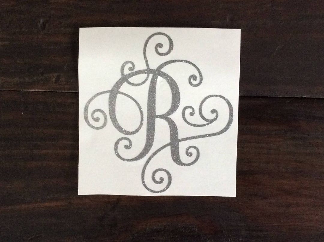 Glitter Initial Decal, YETI Decal for Women, Scroll Monogram for Yeti ...