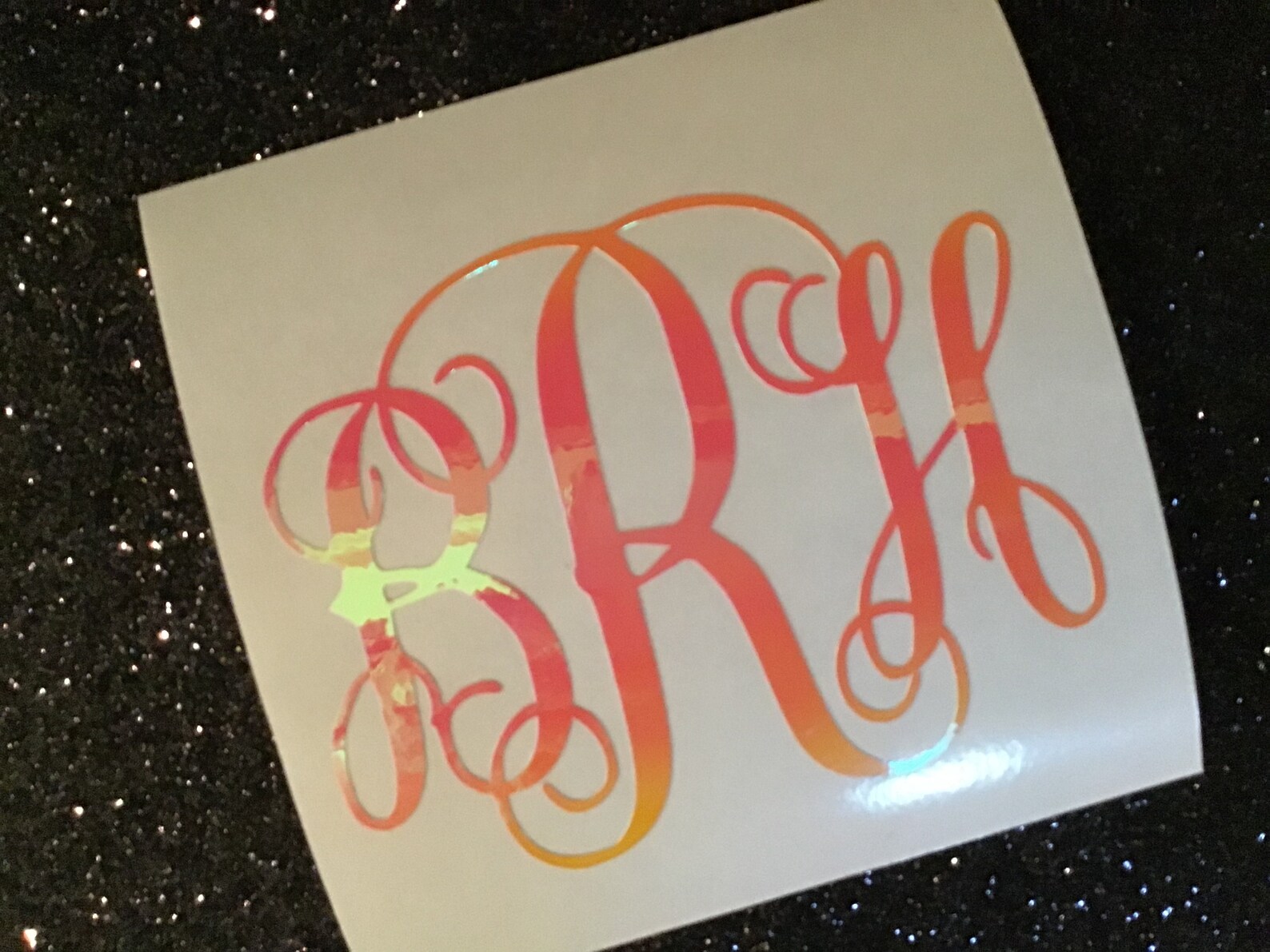 Holographic Monogram Decal, Vine Script Monogram, Holographic Monogram ...