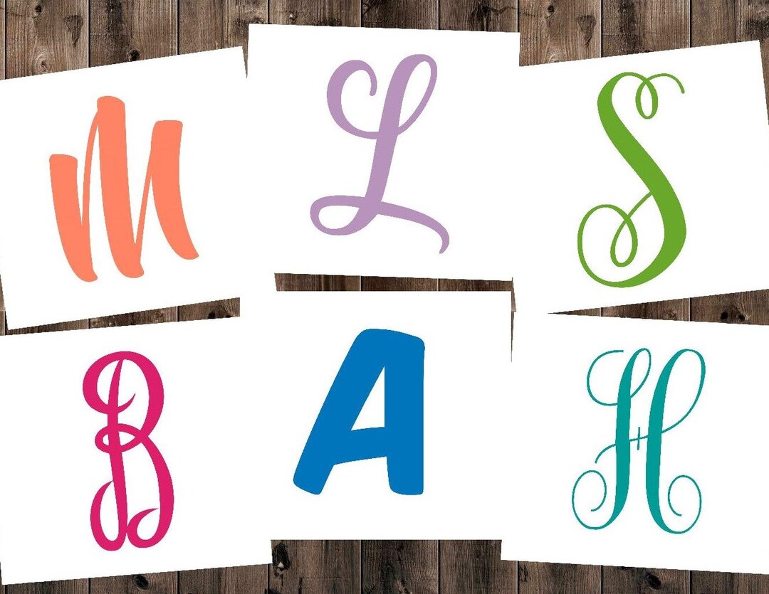 Single Initial Monogram Letter Decal, Single Letter Vine Monogram Decal ...