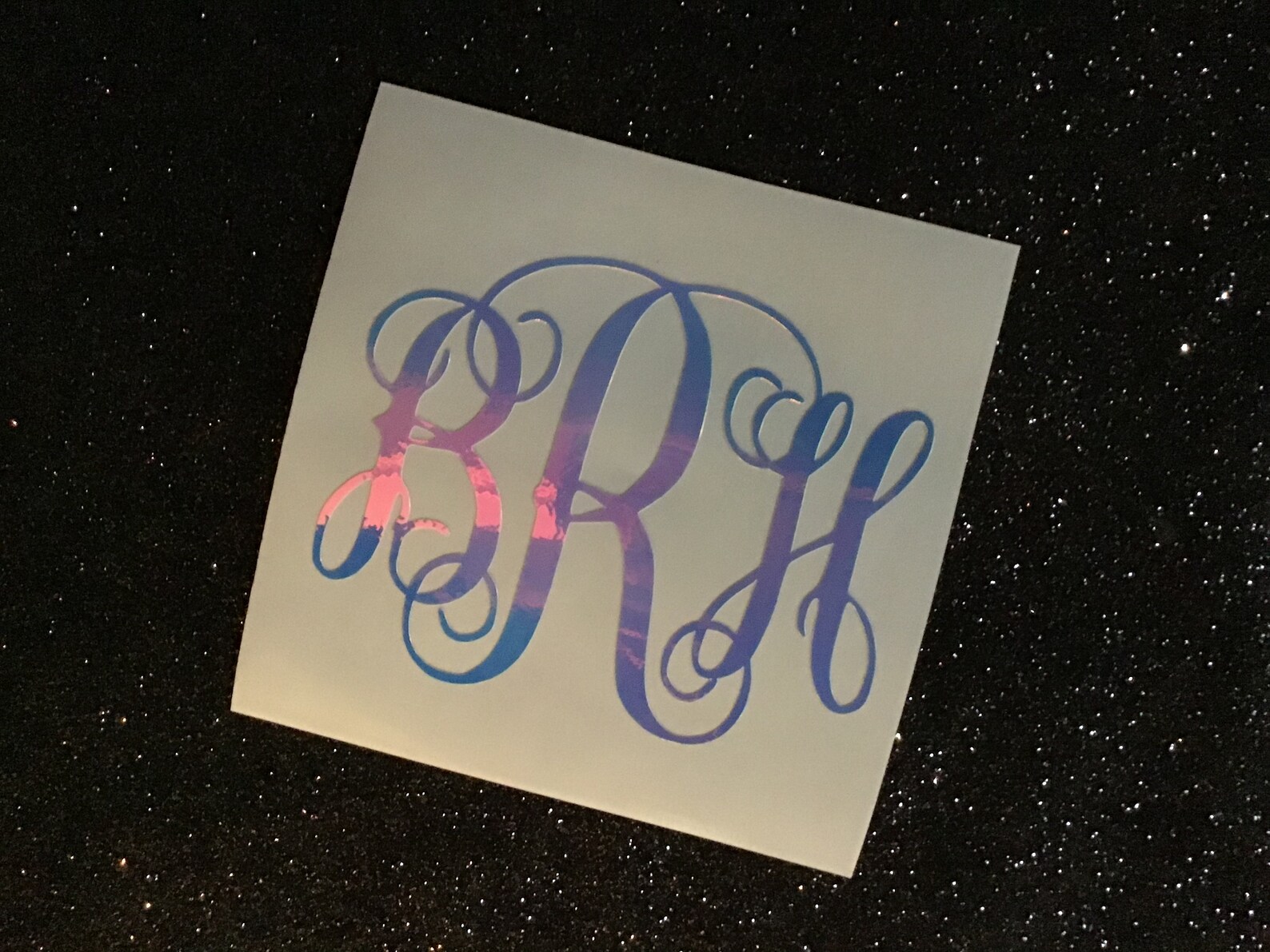Holographic Monogram Decal, Vine Script Monogram, Holographic Monogram ...