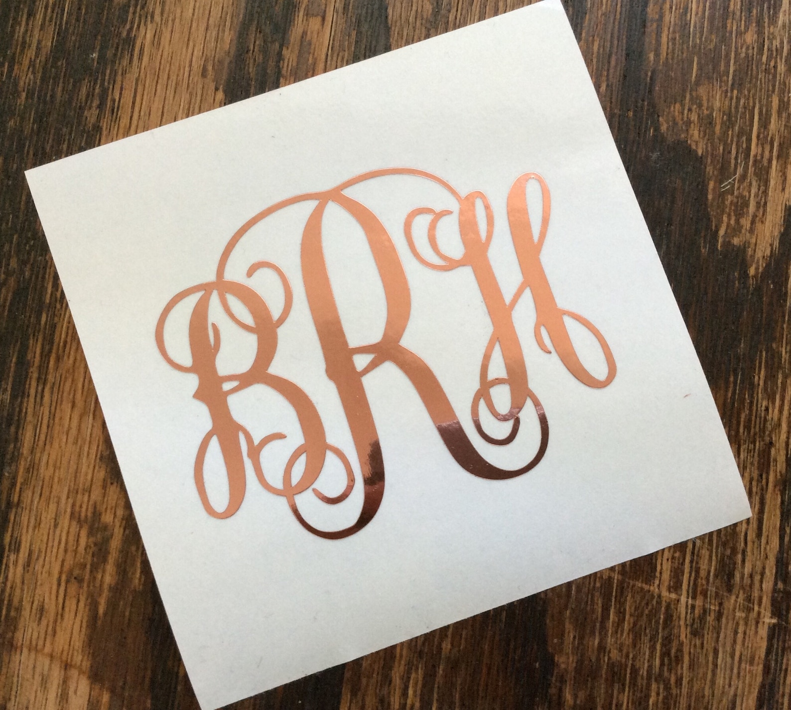Rose Gold Monogram Decal Rose Gold Metallic Decal Rose Gold | Etsy